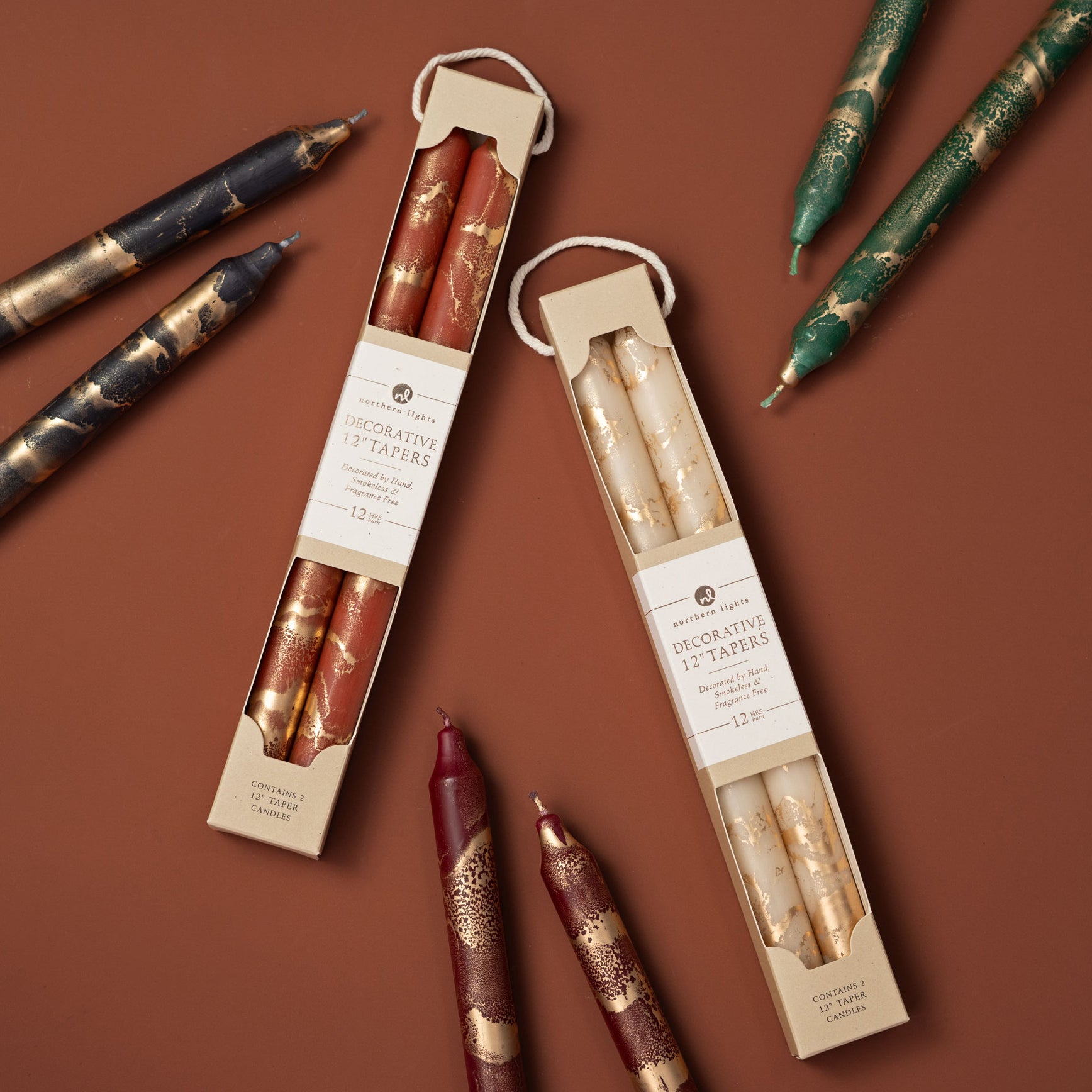 12" Decorative Tapers 2pk — Northern Lights Wholesale